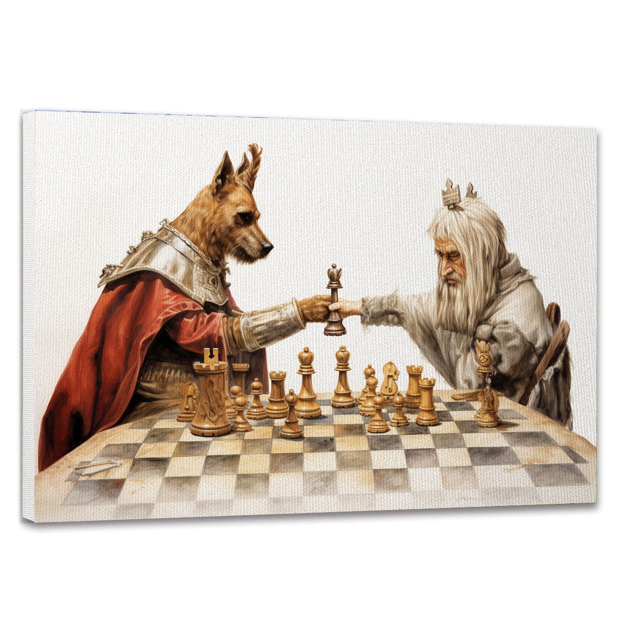 Canvas Wall Art - Dogs Playing Chess Canvas - Bouvierdes Flandres Dog ...