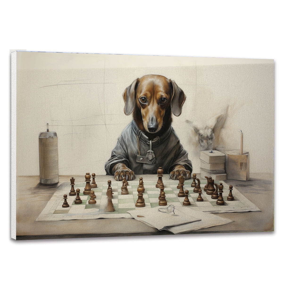 Canvas Wall Art - Dogs Playing Chess Canvas - Cirnecodell Dog Canvas ...