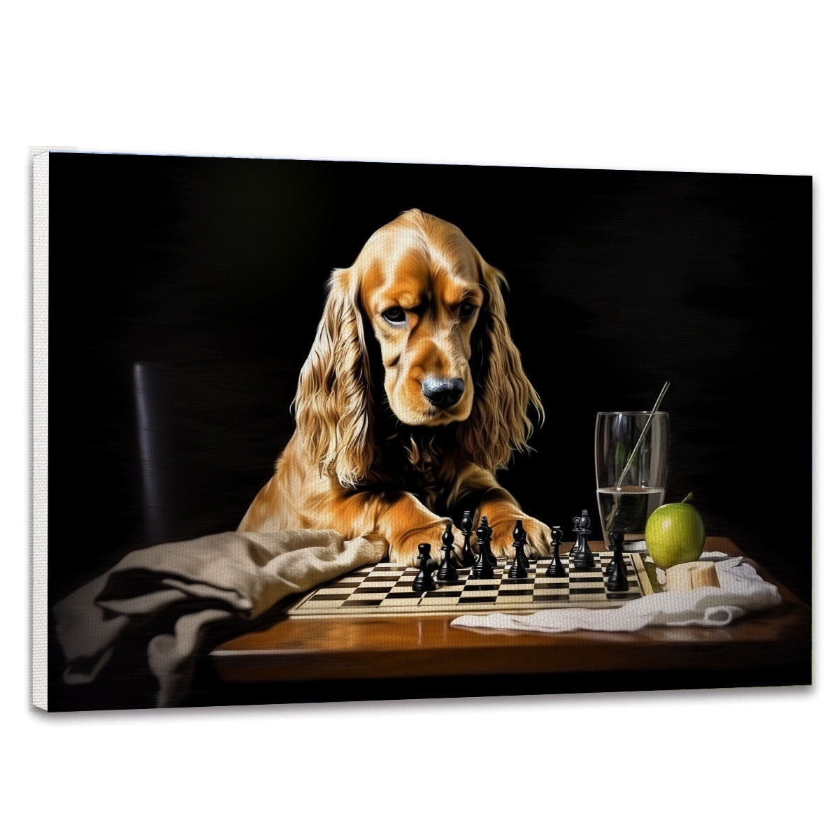 Canvas Wall Art - Dogs Playing Chess Canvas - English Cocker Spaniel ...
