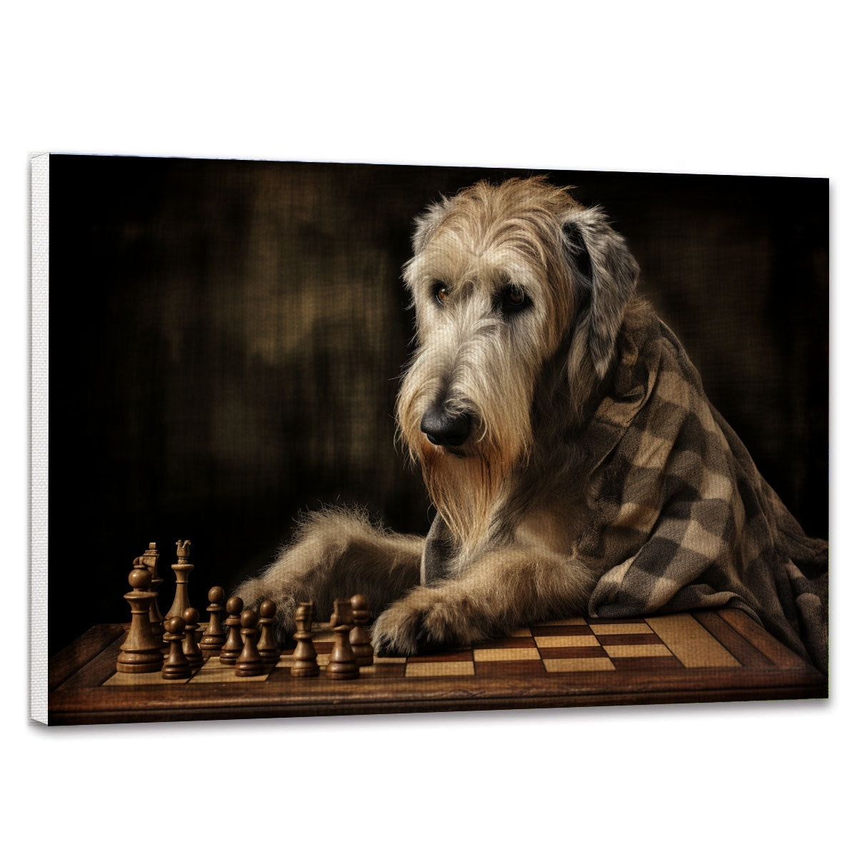Canvas Wall Art - Dogs Playing Chess Canvas - Irish Wolfhound Dog ...