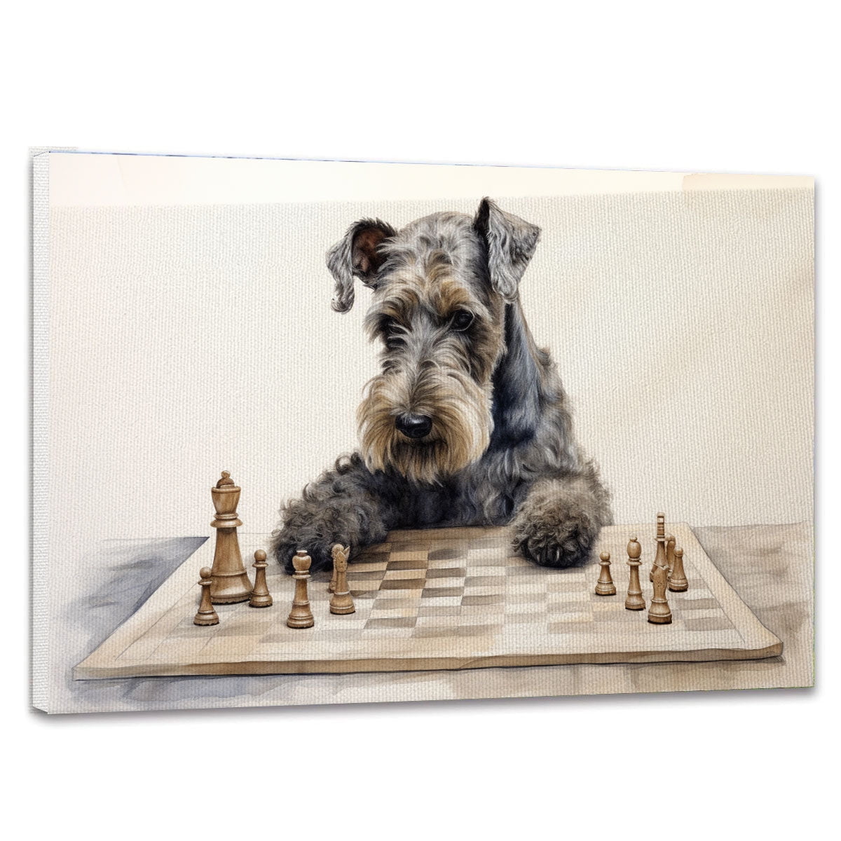 Canvas Wall Art - Dogs Playing Chess Canvas - Kerry Blue Terrier Dog ...
