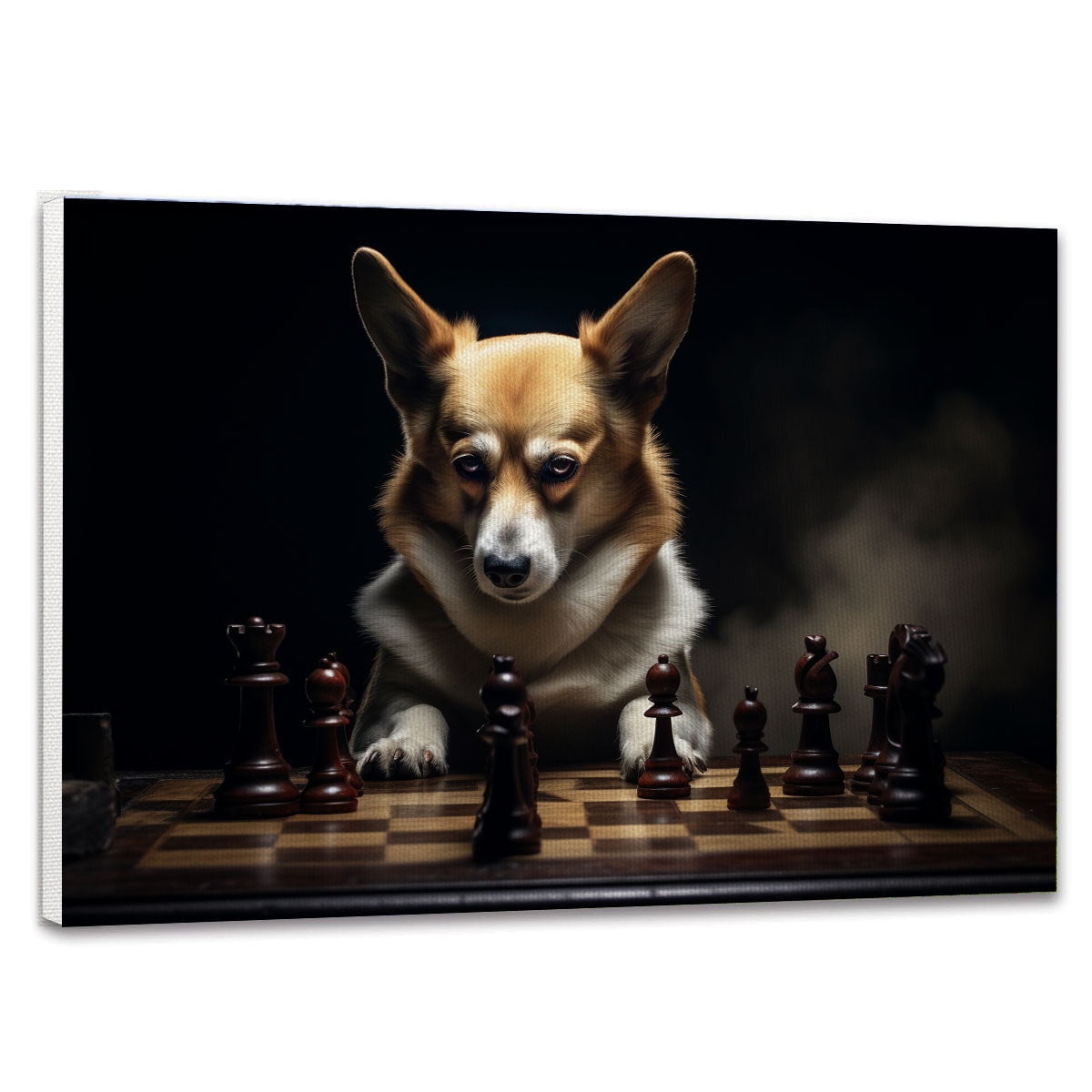 Canvas Wall Art - Dogs Playing Chess Canvas - Pembroke Welsh Corgi Dog ...