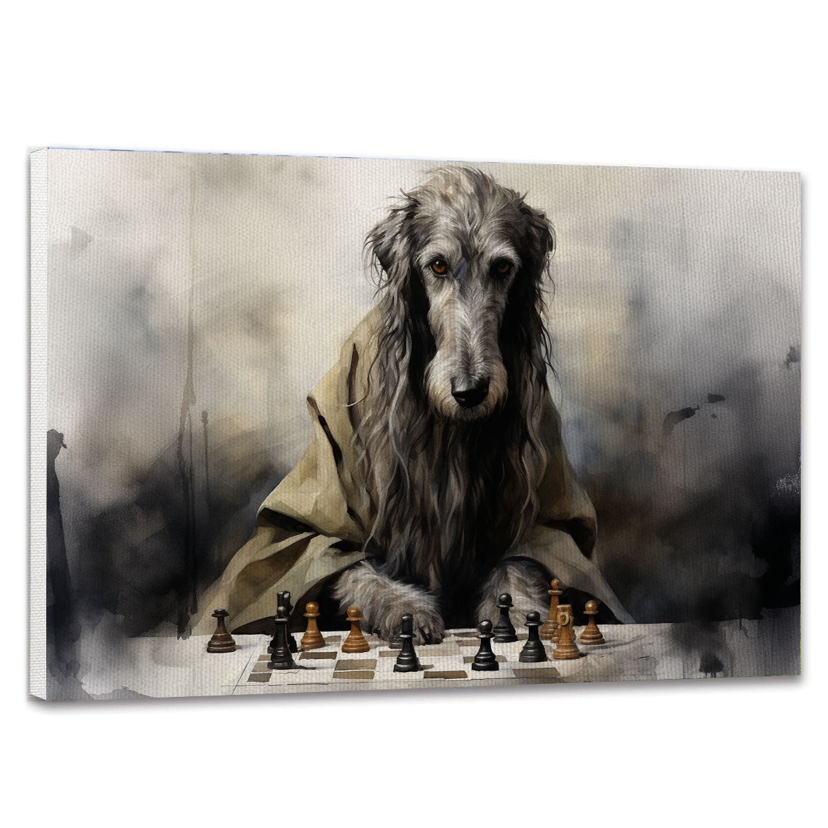 Canvas Wall Art - Dogs Playing Chess Canvas - Scottish Deerhound Dog ...