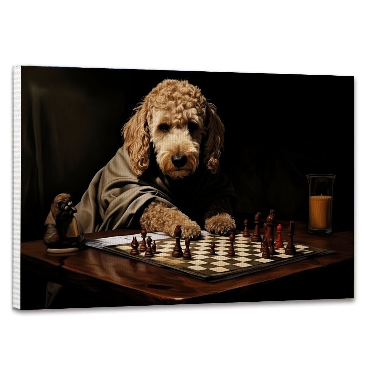 Canvas Wall Art - Dogs Playing Chess Canvas - Spanish Water Dog Canvas ...
