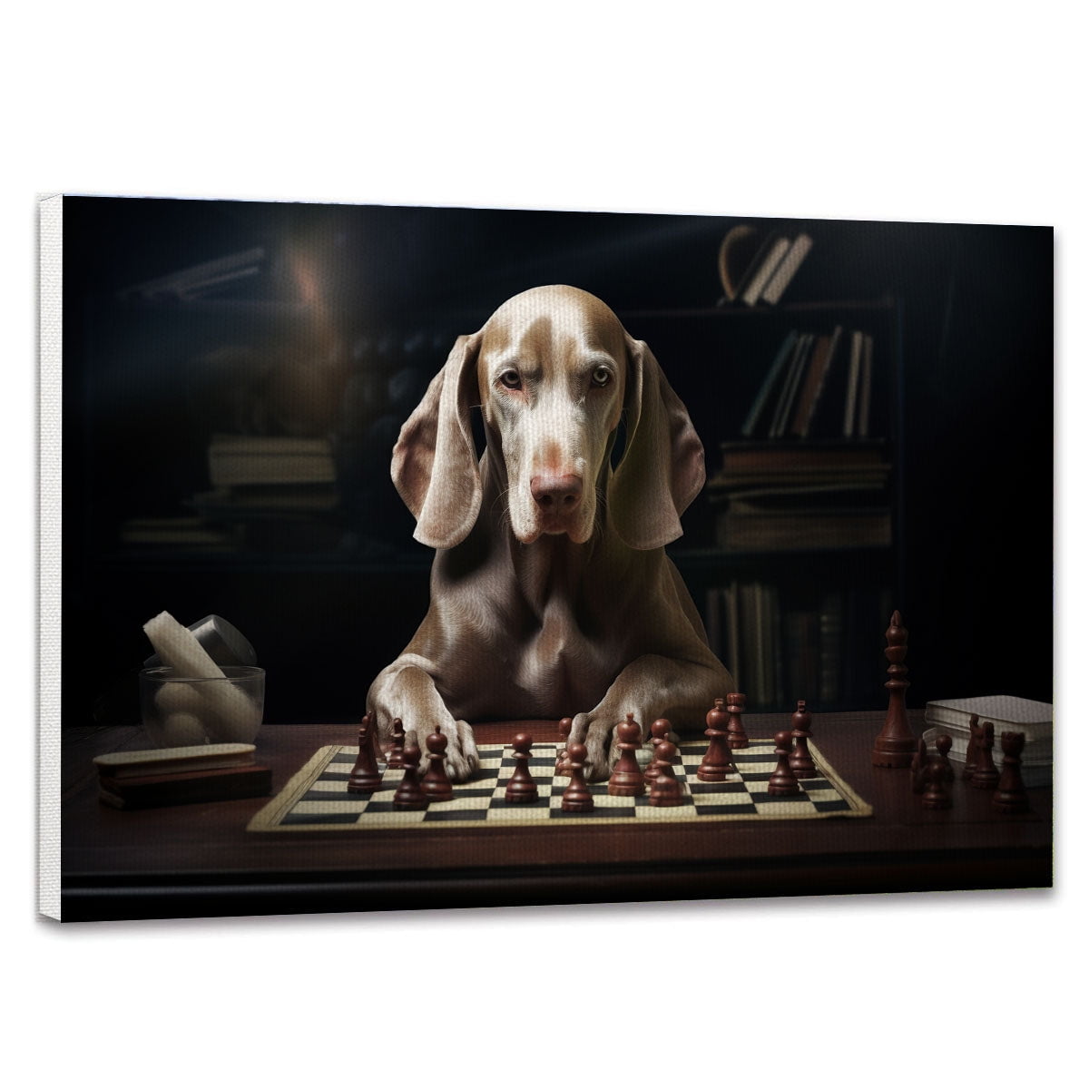 Canvas Wall Art - Dogs Playing Chess Canvas - Weimaraner Dog Canvas Art ...