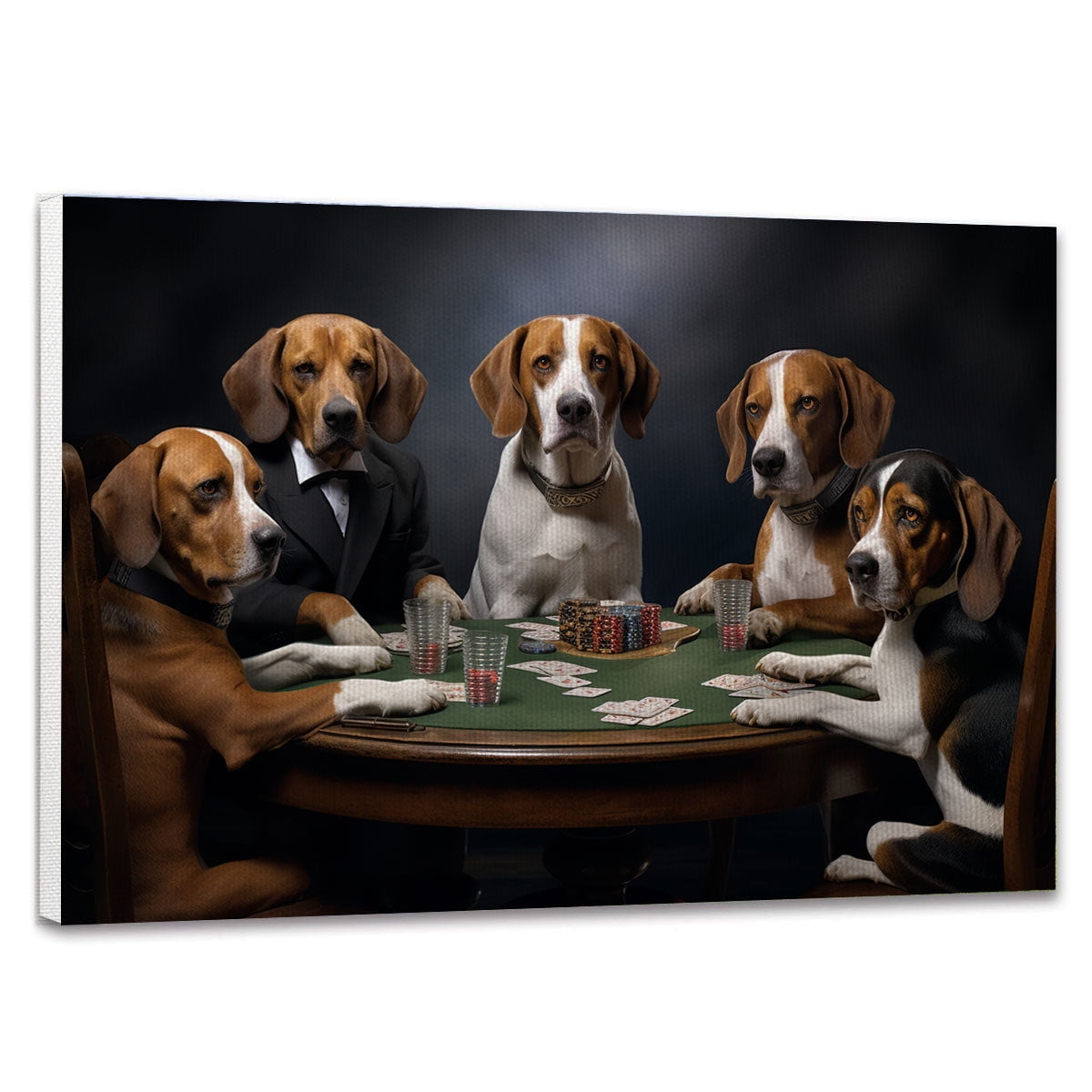 Canvas Wall Art - Dogs Playing Poker Canvas - American Foxhound Dog ...