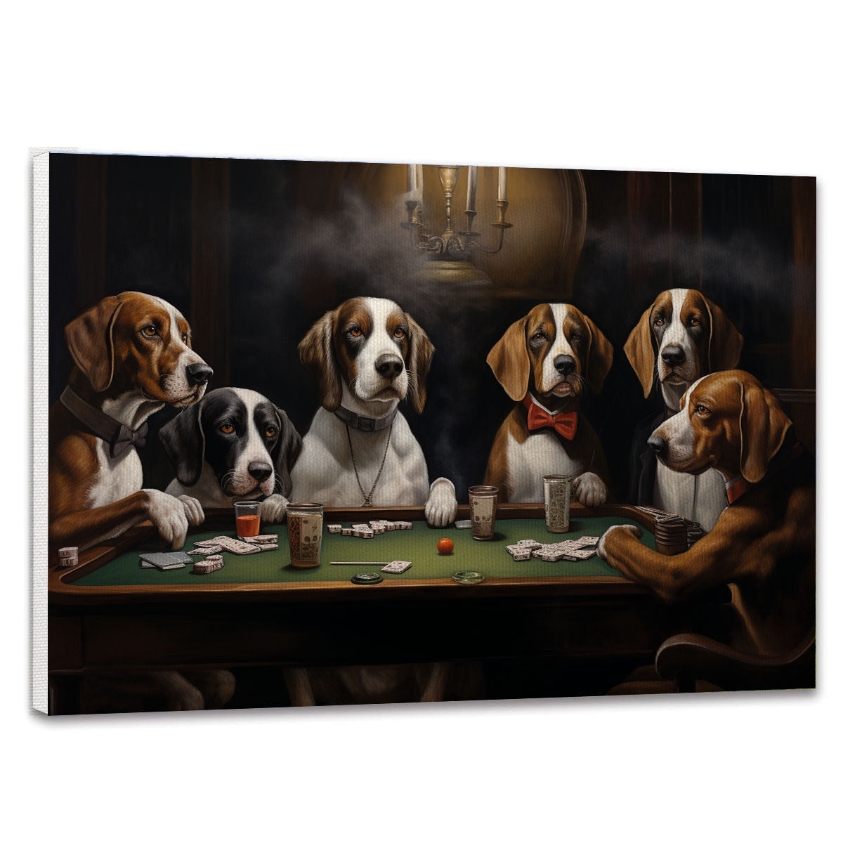 Canvas Wall Art - Dogs Playing Poker Canvas - American Foxhound Dog ...