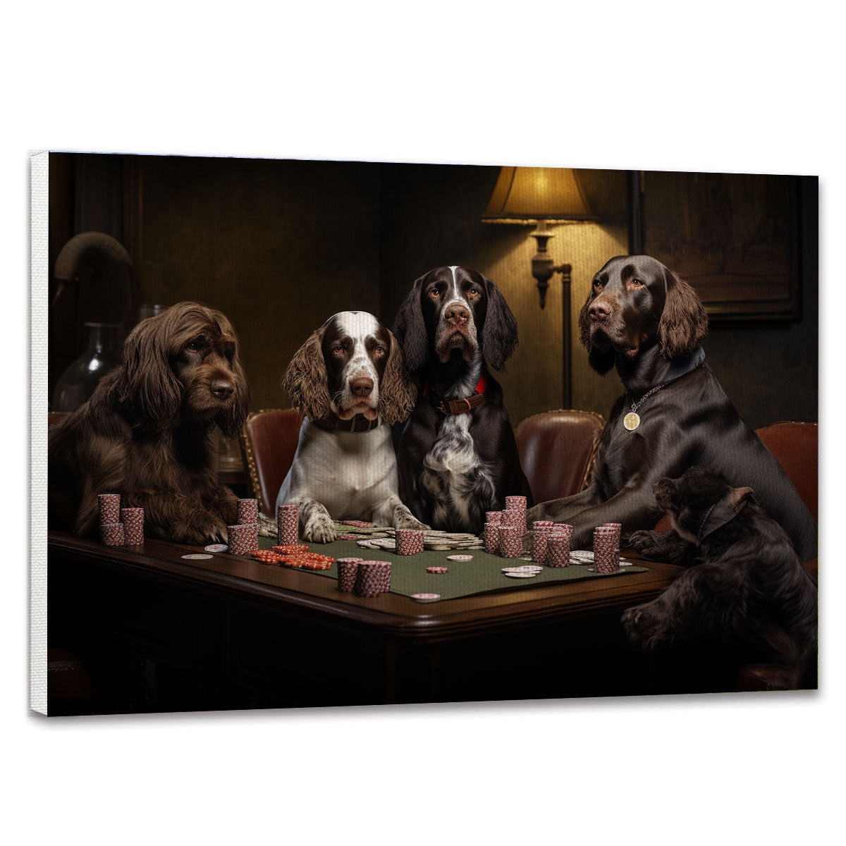 Canvas Wall Art - Dogs Playing Poker Canvas - American Water Spaniel ...