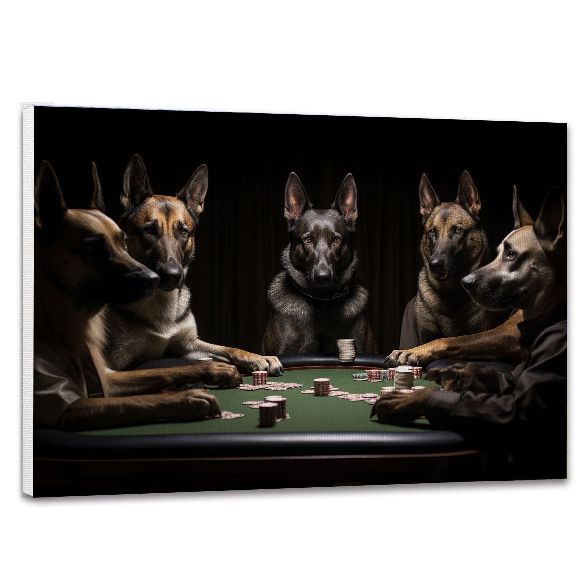 Canvas Wall Art - Dogs Playing Poker Canvas - Belgian Malinois Canvas ...