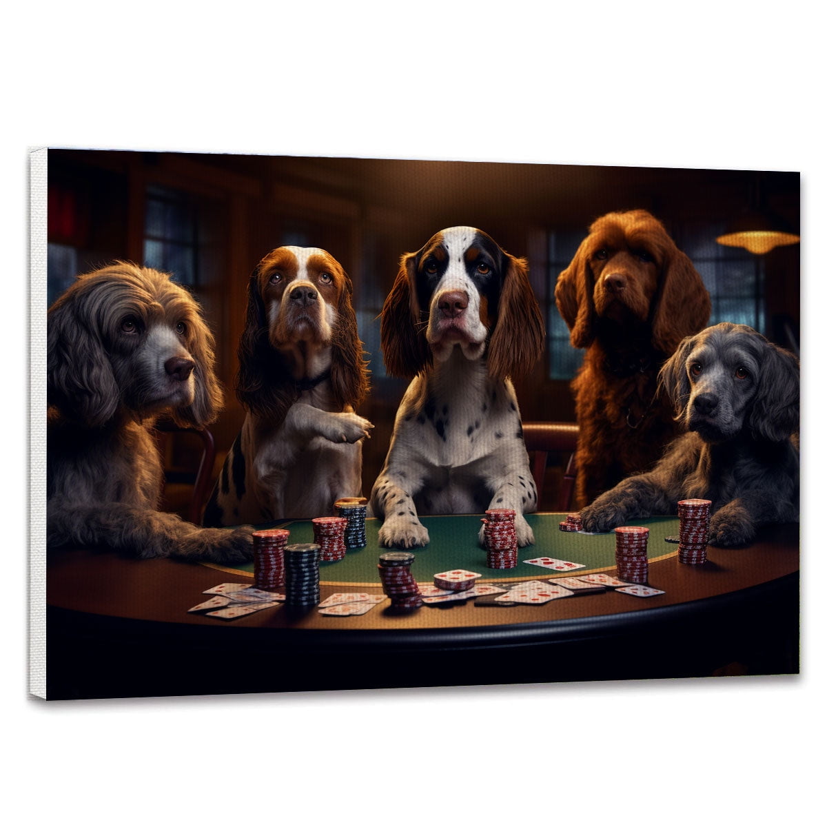 Canvas Wall Art - Dogs Playing Poker Canvas - English Cocker Spaniel ...