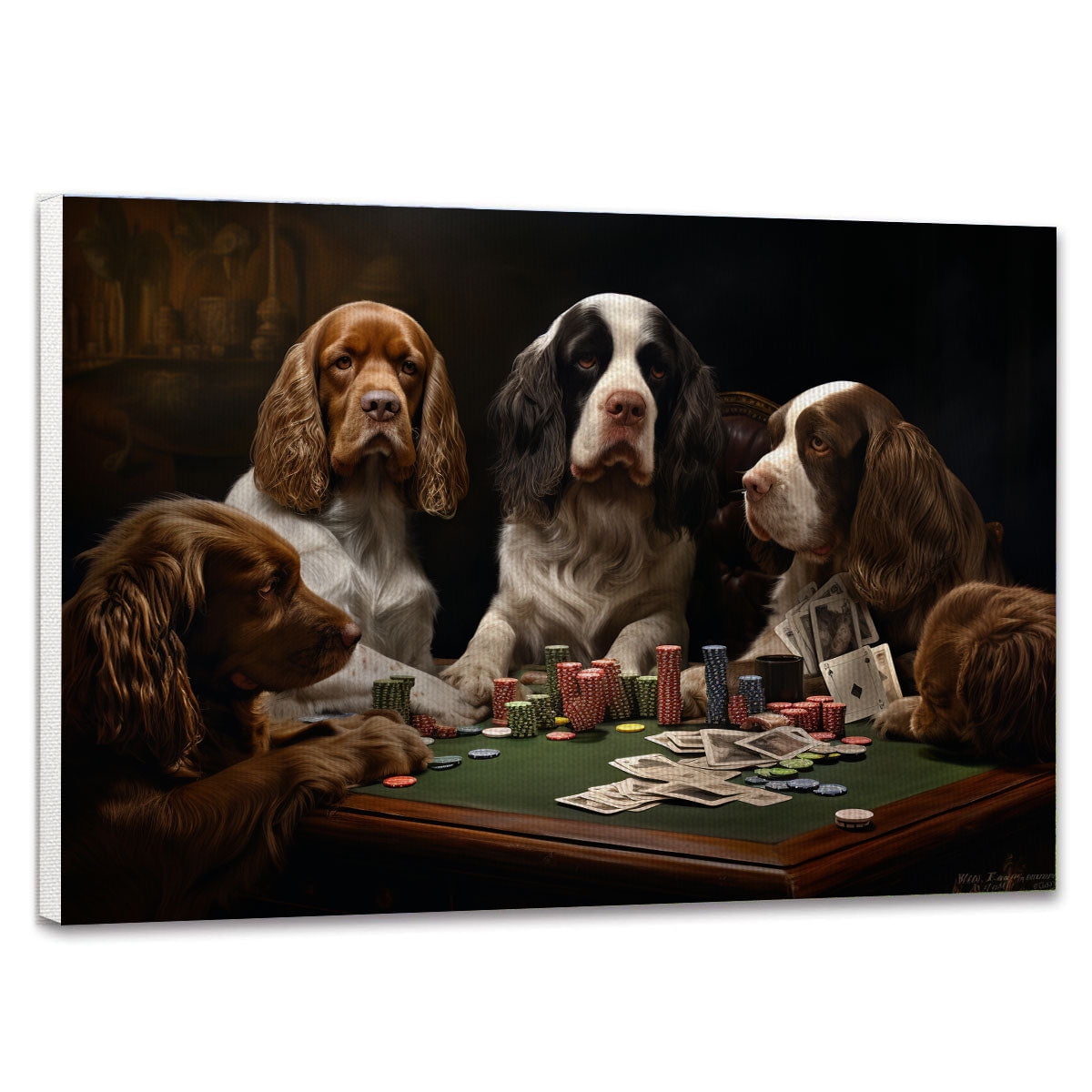 Canvas Wall Art - Dogs Playing Poker Canvas - English Cocker Spaniel ...
