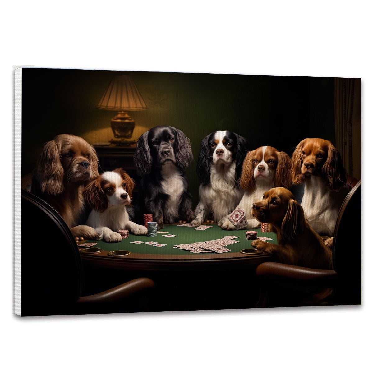 Canvas Wall Art - Dogs Playing Poker Canvas - English Toy Spaniel ...