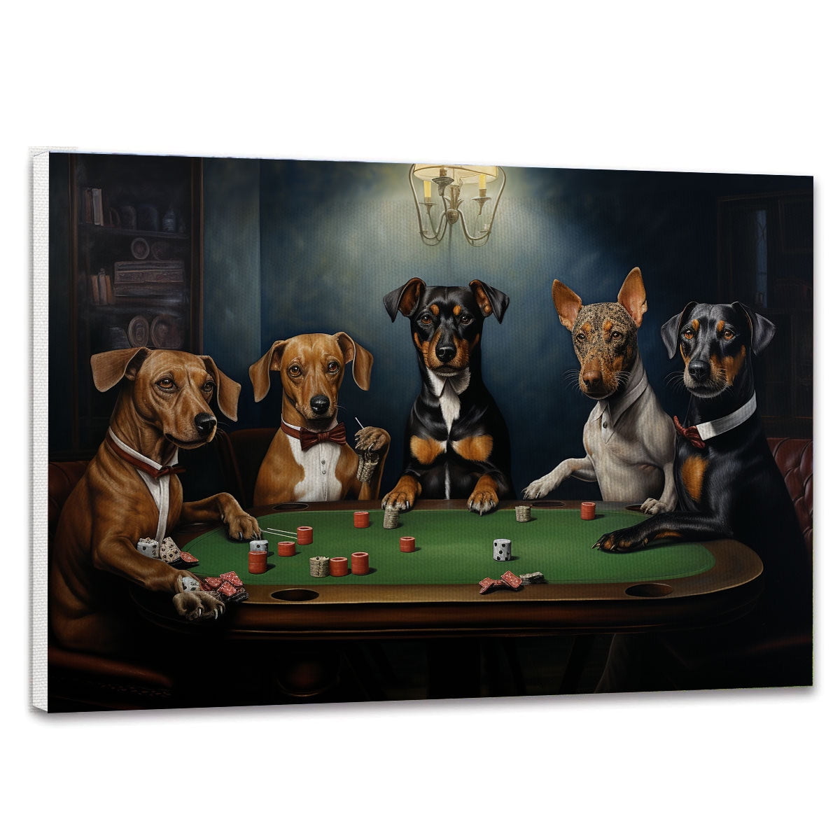 Canvas Wall Art - Dogs Playing Poker Canvas - German Pinscher Dog Wall ...