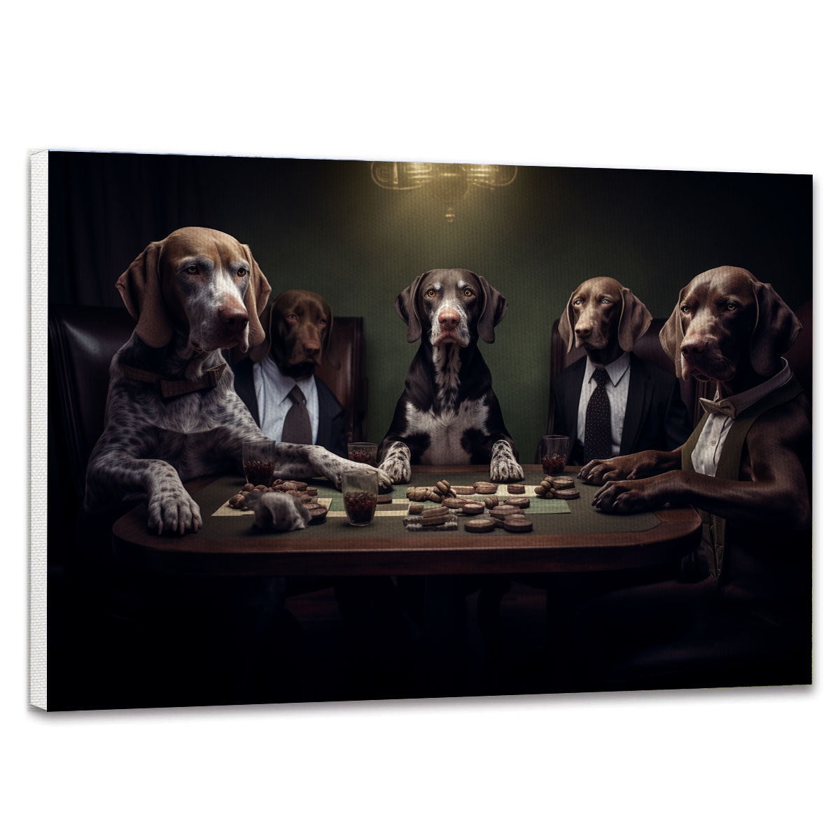 Canvas Wall Art - Dogs Playing Poker Canvas - German Shorthaired ...