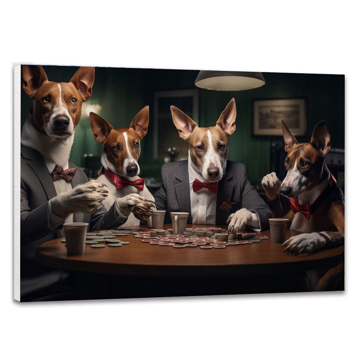 Canvas Wall Art - Dogs Playing Poker Canvas - Ibizan Hound Dog Canvas ...