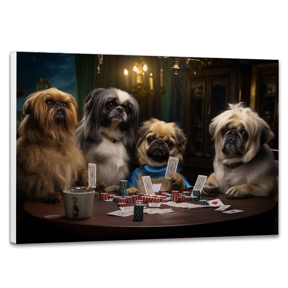 Canvas Wall Art - Dogs Playing Poker Canvas - Pekingese Dog Canvas ...
