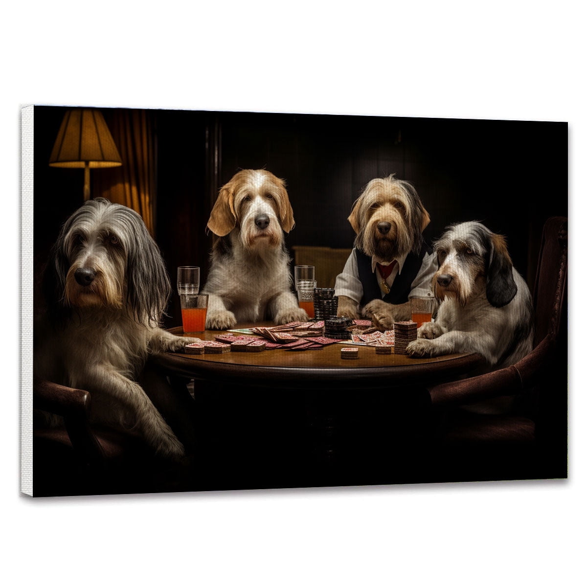 Canvas Wall Art - Dogs Playing Poker Canvas - Petit Basset Griffon ...