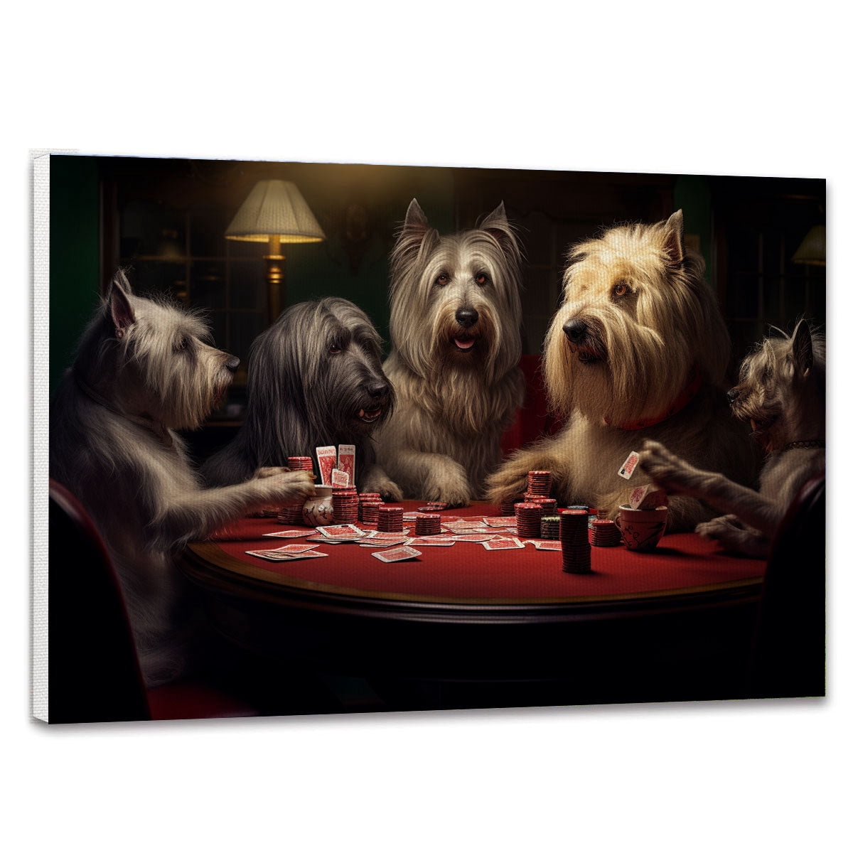 Canvas Wall Art - Dogs Playing Poker Canvas - Pyrenean Shepherd Dog ...