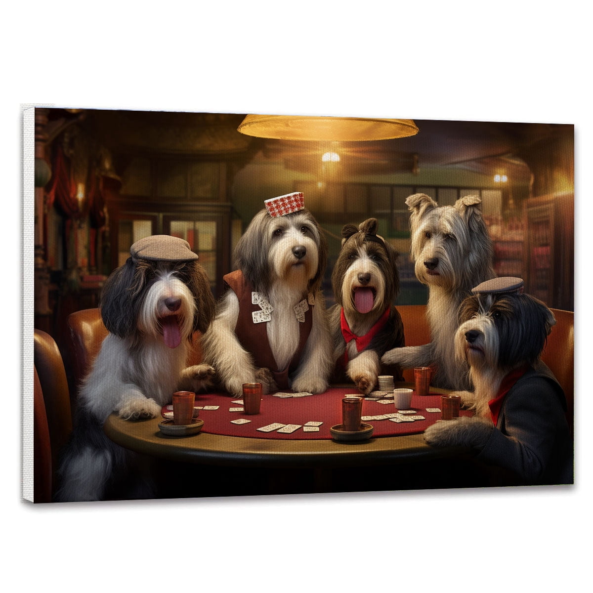 Canvas Wall Art - Dogs Playing Poker Canvas - Tibetan Terrier Dog ...