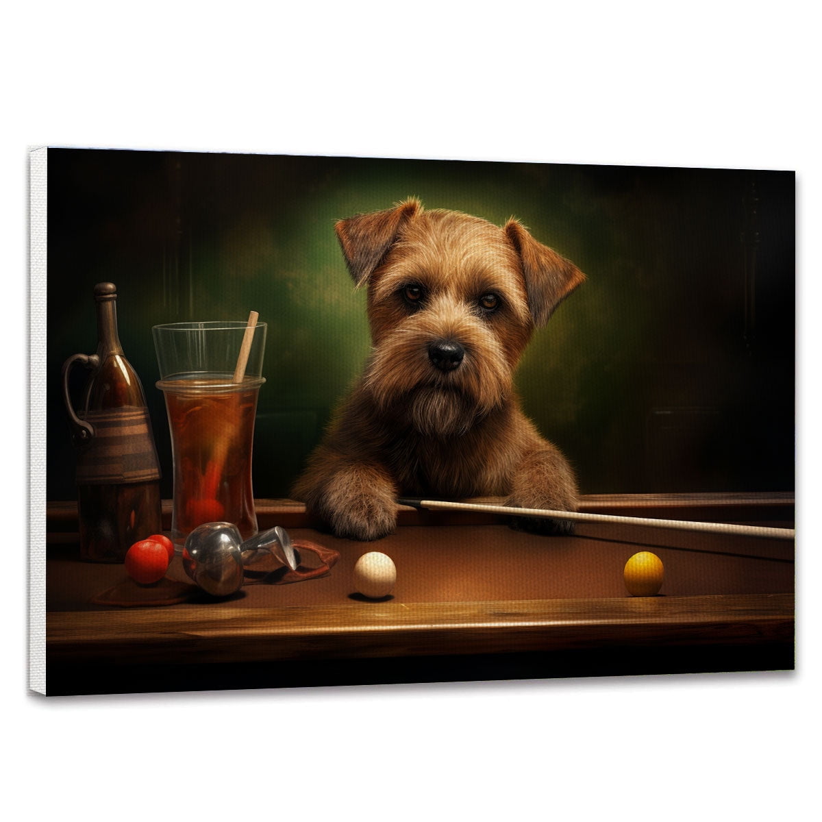 Canvas Wall Art - Dogs Playing Pool Canvas - Border Terrier Dog Canvas ...