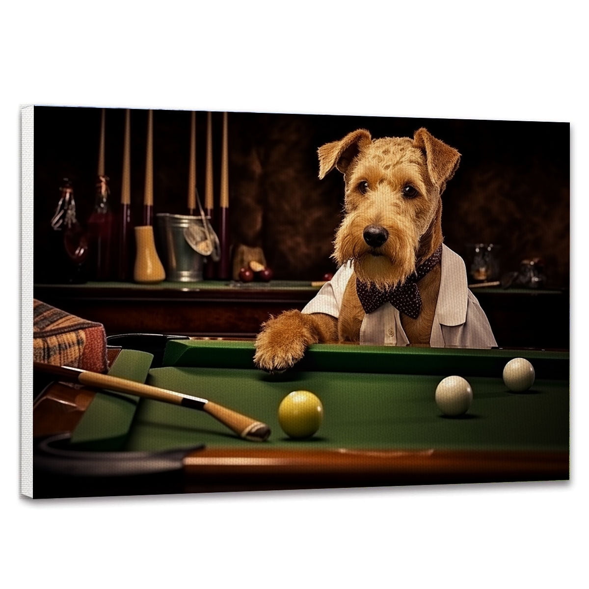 Canvas Wall Art - Dogs Playing Pool Canvas - Lakeland Terrier Dog ...