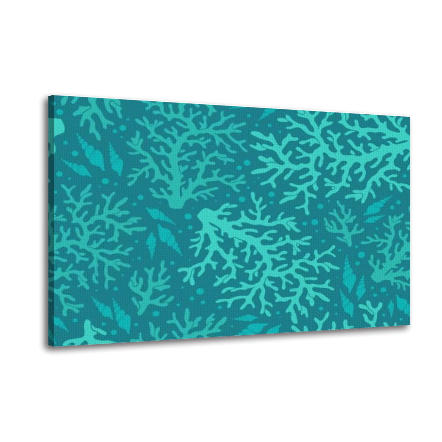 Canvas Wall Art Doodle seamless turquoise coral reef print for textile ...