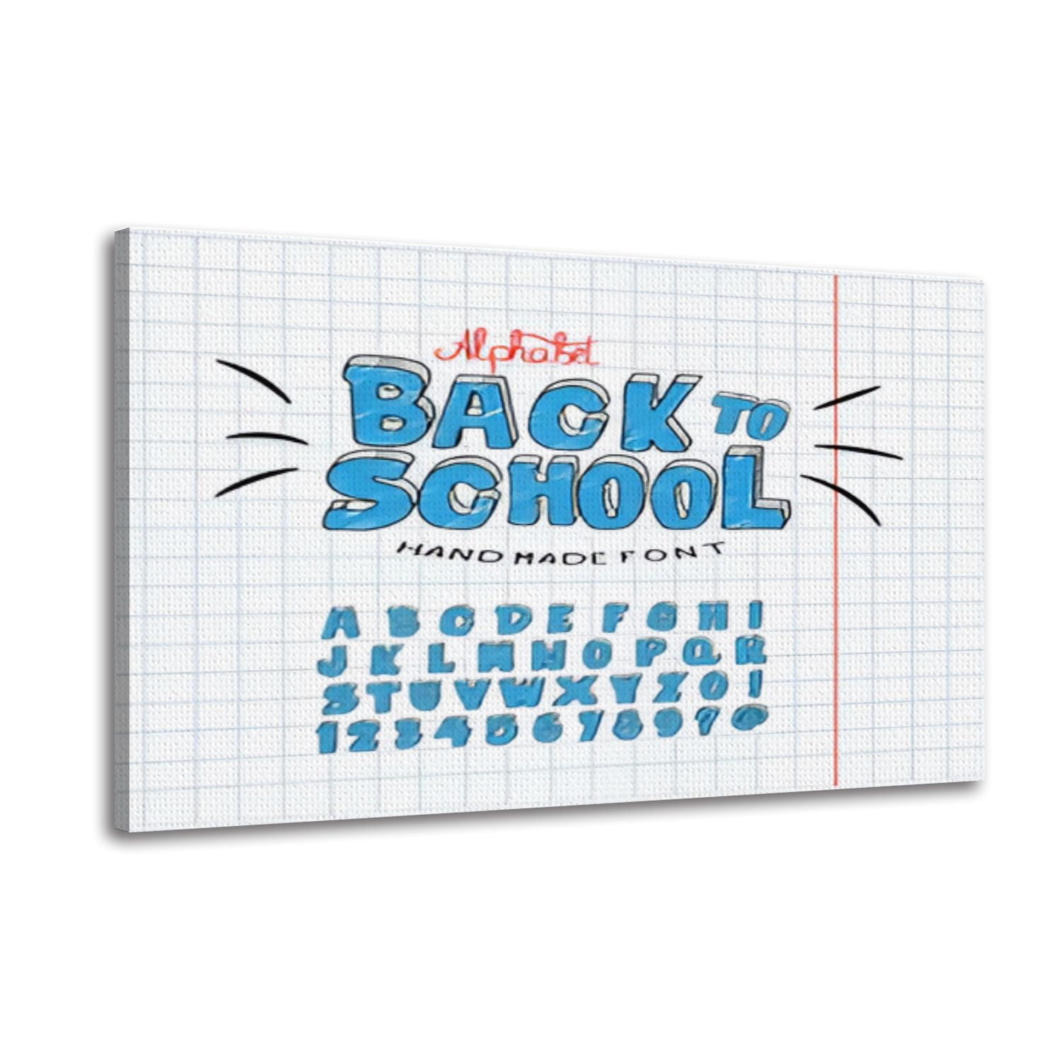 Canvas Wall Art Drawn font alphabet abstraction School notebook letters ...