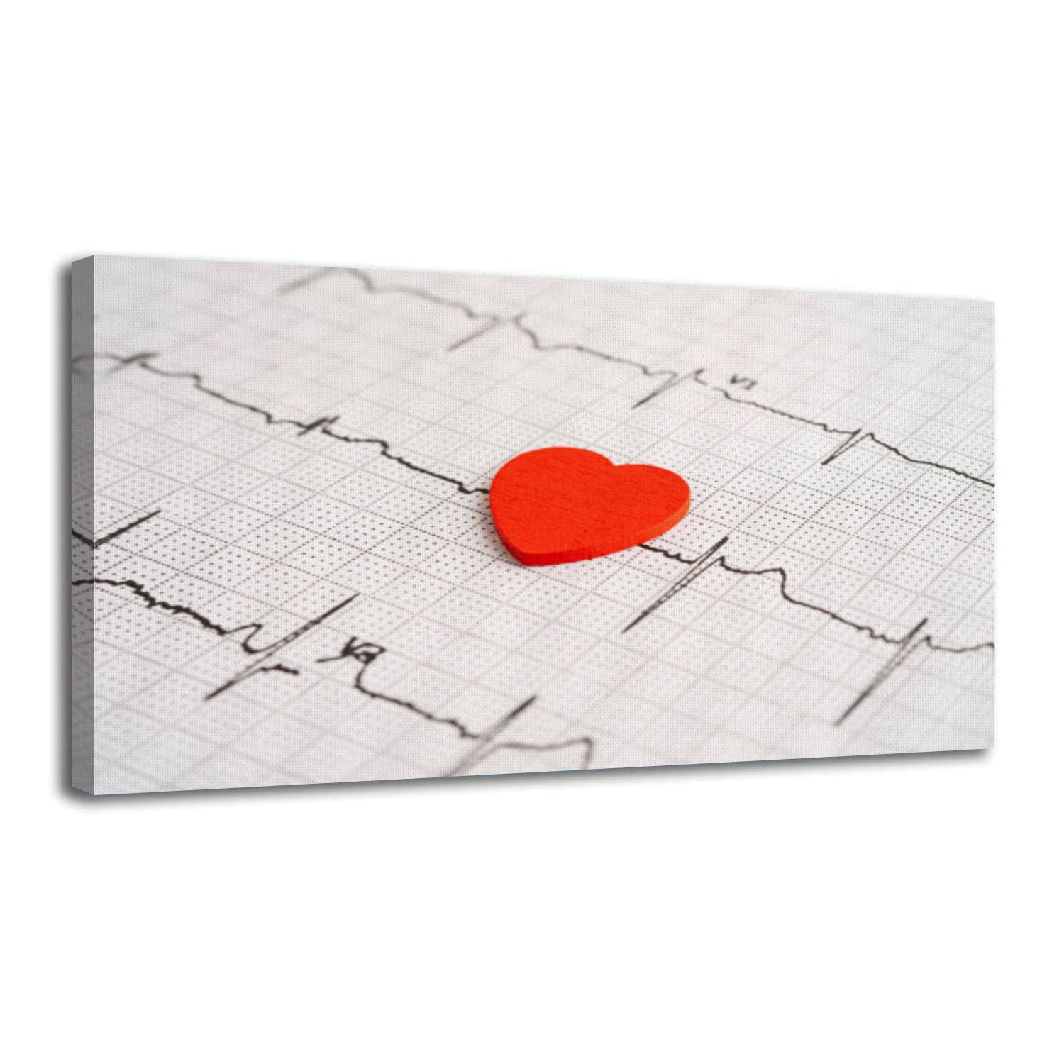 Canvas Wall Art Electrocardiogram ECG graph paper red heart heart wave ...