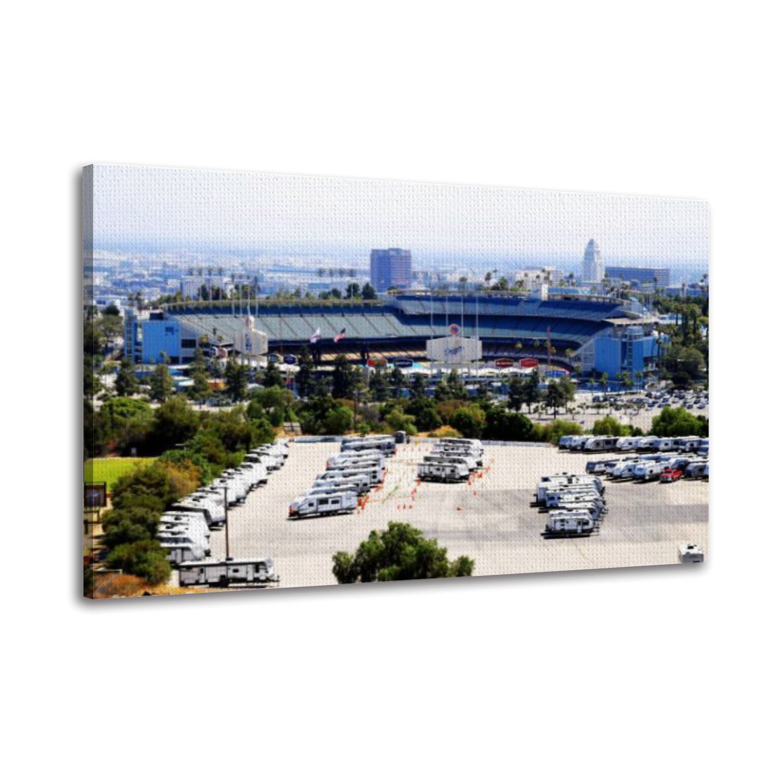 Canvas Wall Art Empty Los Angeles Dodgers baseball stadium viewed from Elysian Park Wall Decor ...
