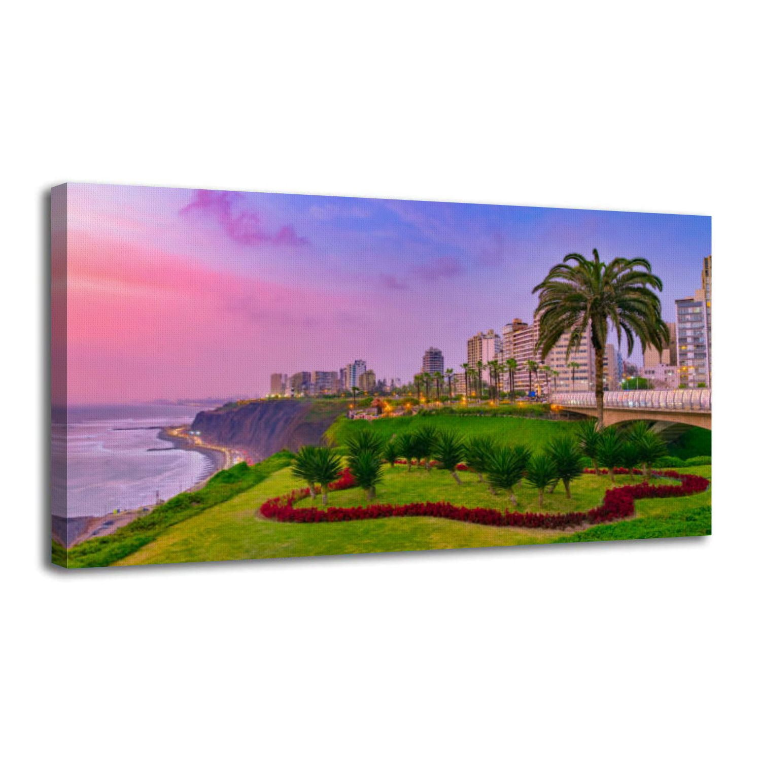 Canvas Wall Art Evening view Miraflores District Lima Peru landscape by ...