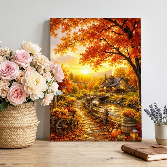 Canvas Wall Art Fall Landscape Canvas Art Print Orange Golden Maple ...