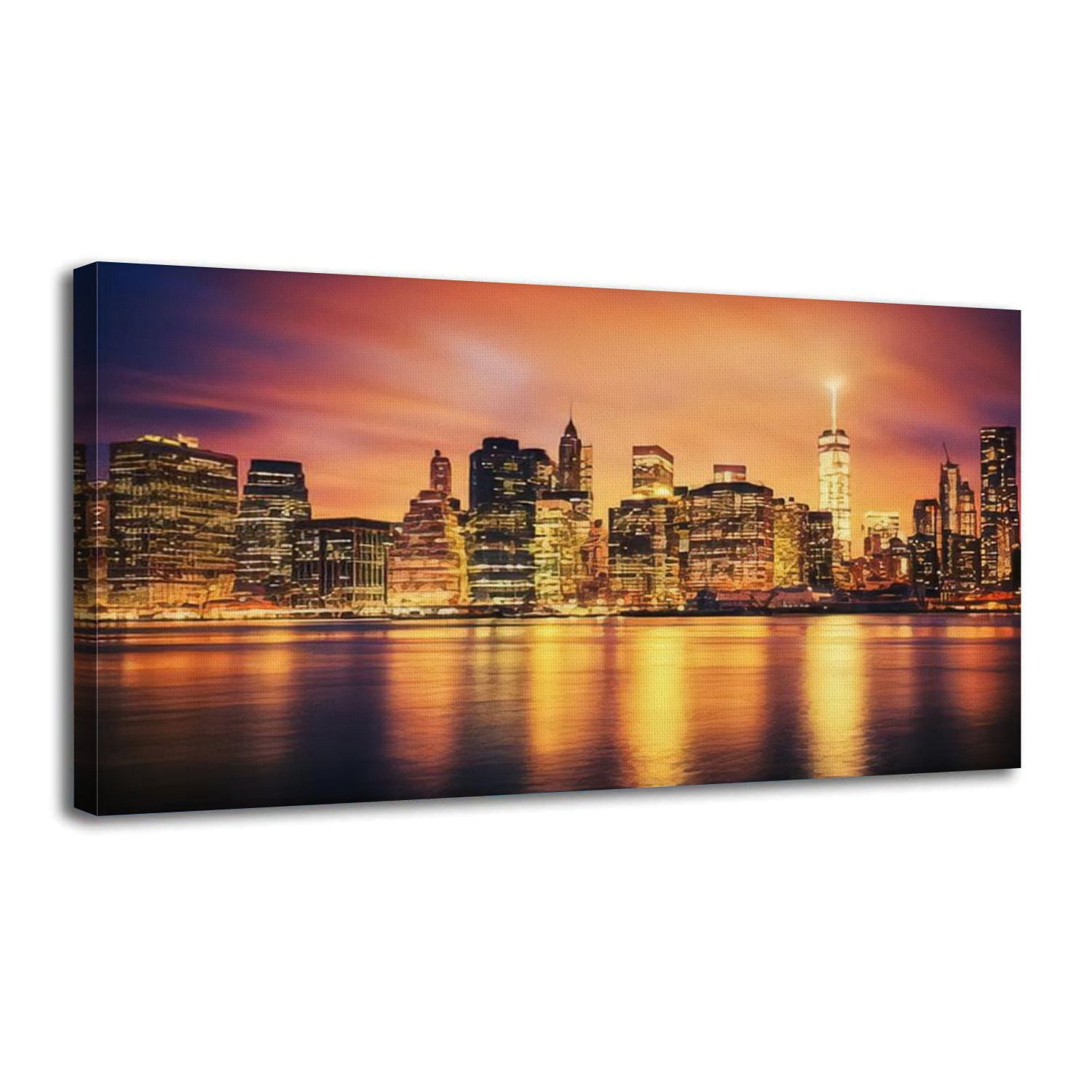 Canvas Wall Art Famous view New York City midtown sunset Wall Decor for Living Room Bathroom ...