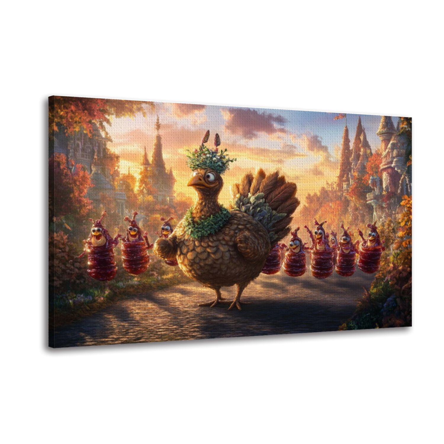 Canvas Wall Art Fantasy Thanksgiving Feast Creatures Art Poster Wall ...