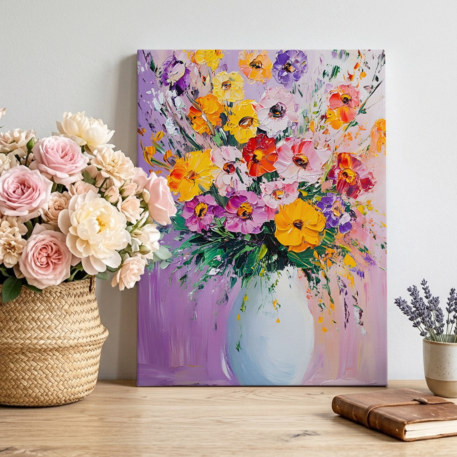 Canvas Wall Art Flower Vase Canvas Art Print Rustic Farmhouse Floral ...