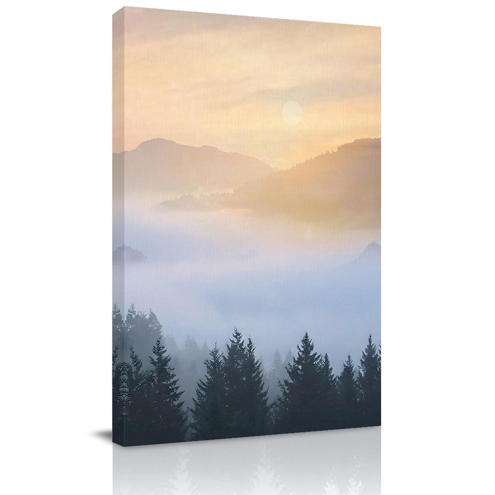 Canvas Wall Art Forest Canvas Art Print Fog Misty Mountains Pine Tree ...