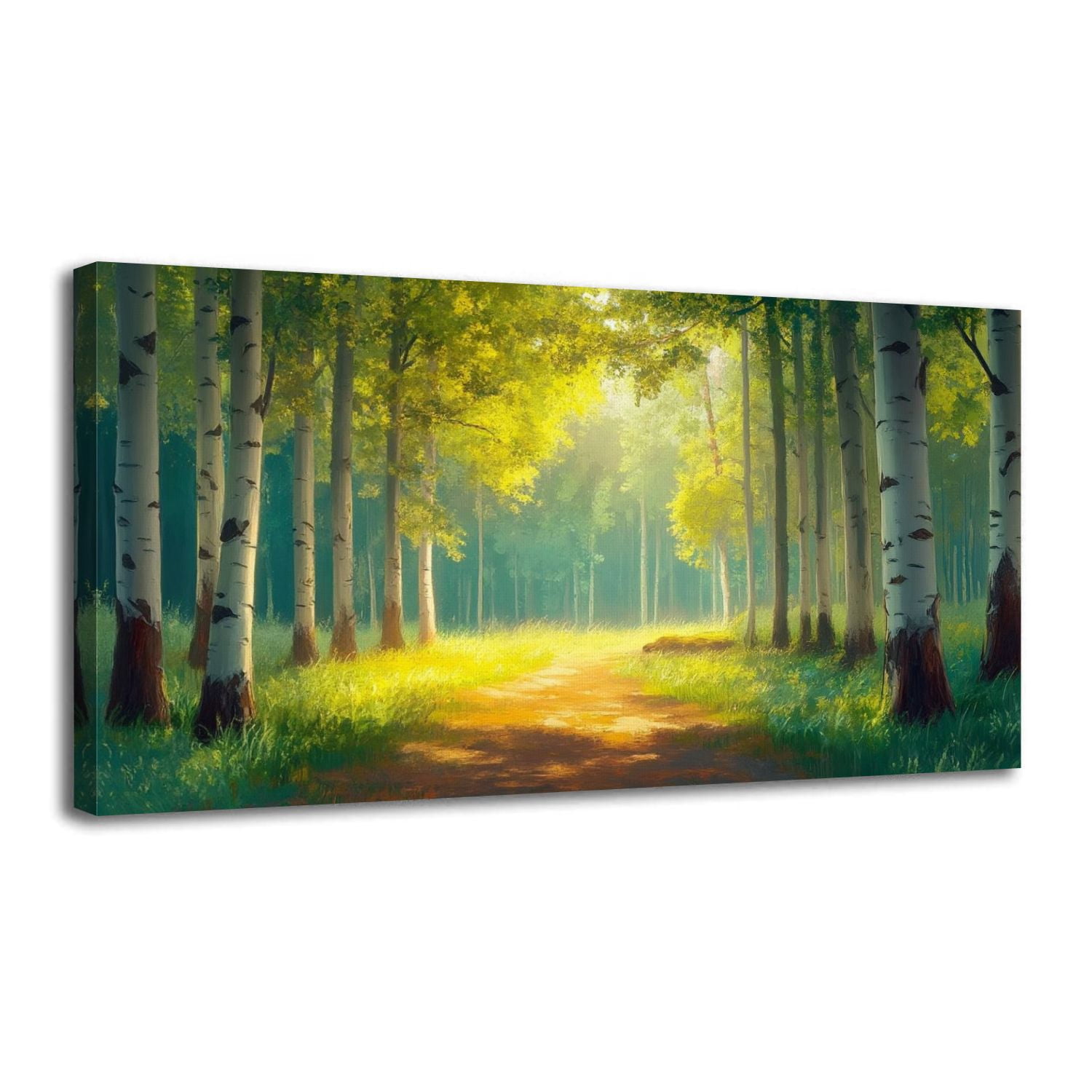 Canvas Wall Art Forest Green Nature Birch Tree Spring Scenery Modern ...