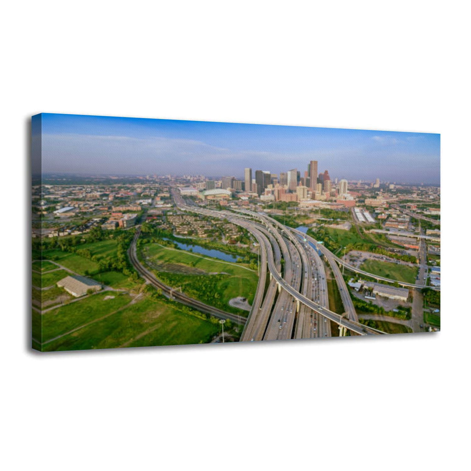 Canvas Wall Art Freeway passing Downtown Houston Wall Decor for Living ...