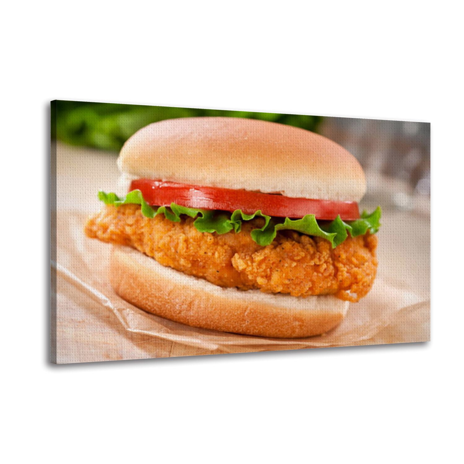Canvas Wall Art Fried Chicken Sandwich Wall Decor for Living Room ...