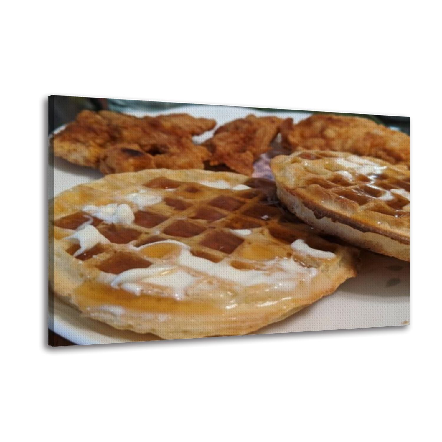 Canvas Wall Art Fried Chicken Waffles for Breakfast Butter Maple Syrup ...