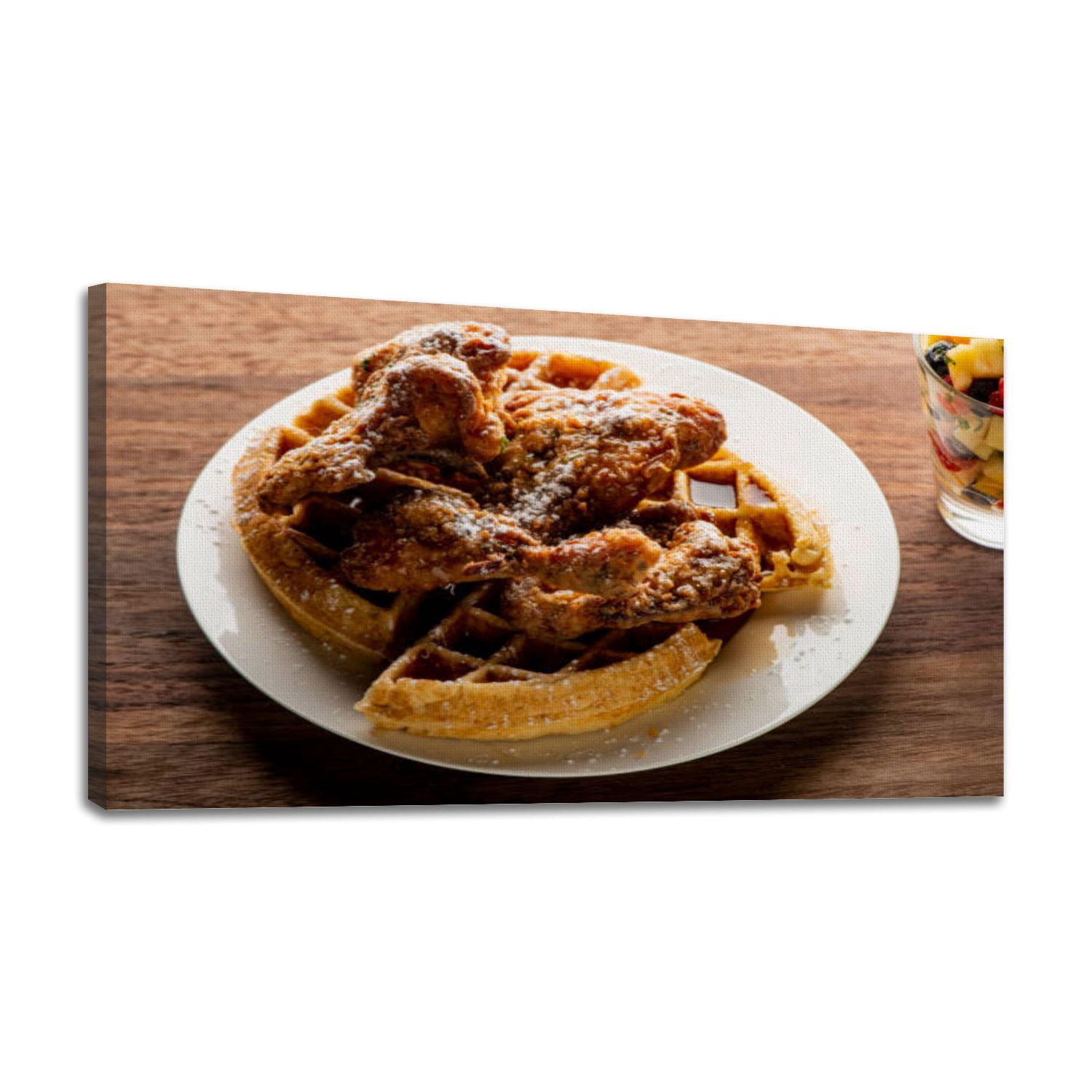 Canvas Wall Art Fried chicken waffles berry butter crispy southern ...