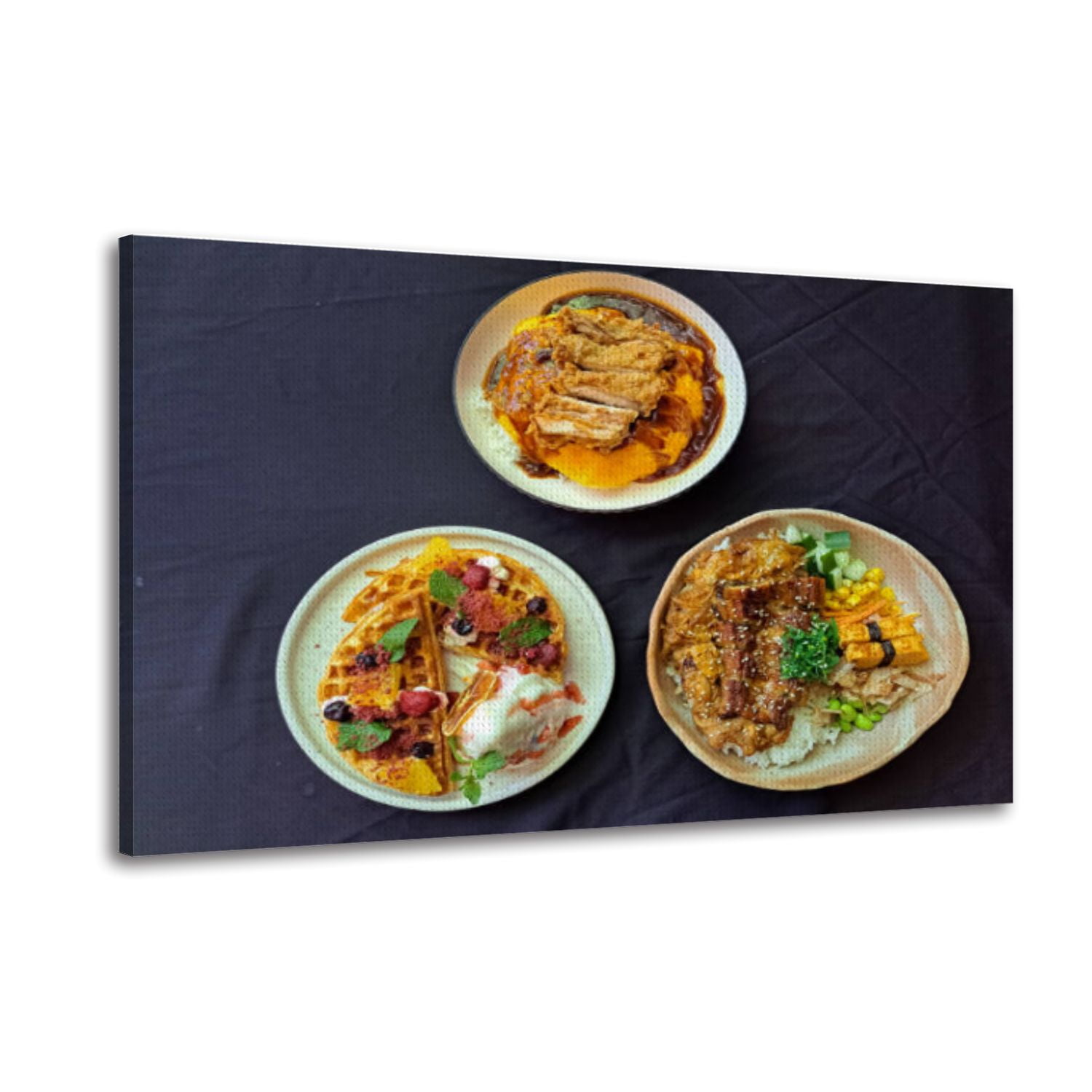 Canvas Wall Art Fruitty Waffle Waffle Strawberry Peach Raspberry ...