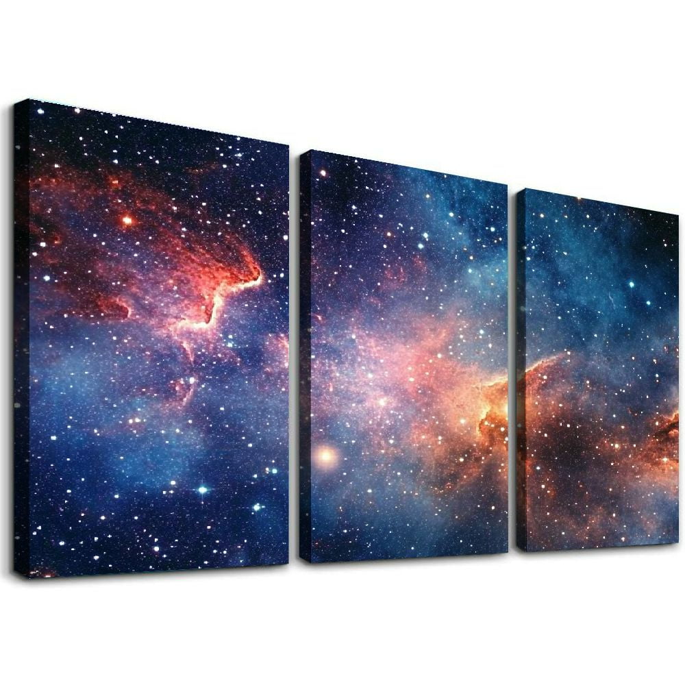 Canvas Wall Art Galaxy Nebula Starry Pictures Panoramic Canvas Arotwork ...