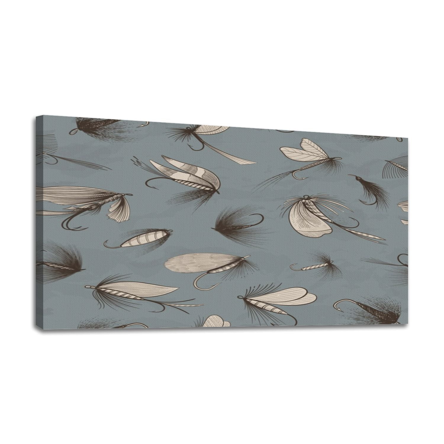 Canvas Wall Art Go fishing theme seamless Fly fishing flies baits lures ...