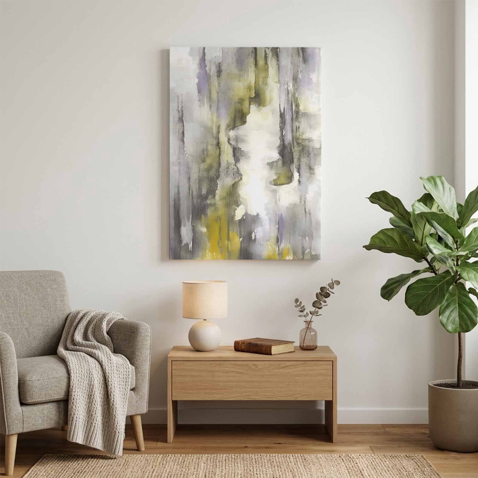 Canvas Wall Art Gold White Gray Abstract Canvas Art Print Watercolor ...