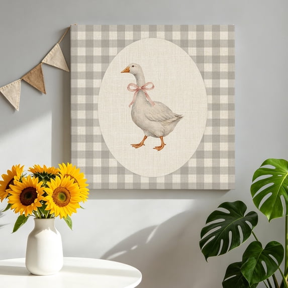 Canvas Wall Art Goose Ribbon Tie Canvas Art Print Gray Plaid Modern ...