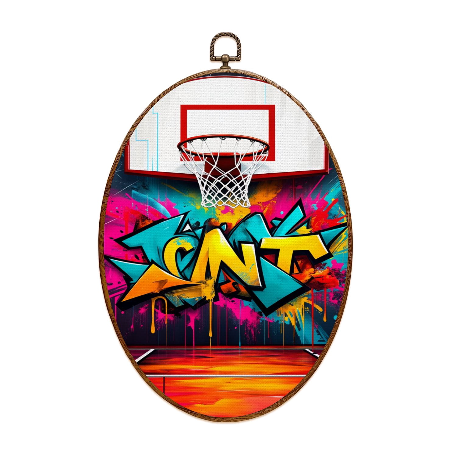Canvas Wall Art Graffiti Basketball Colorful Sport Court Retro Crown ...