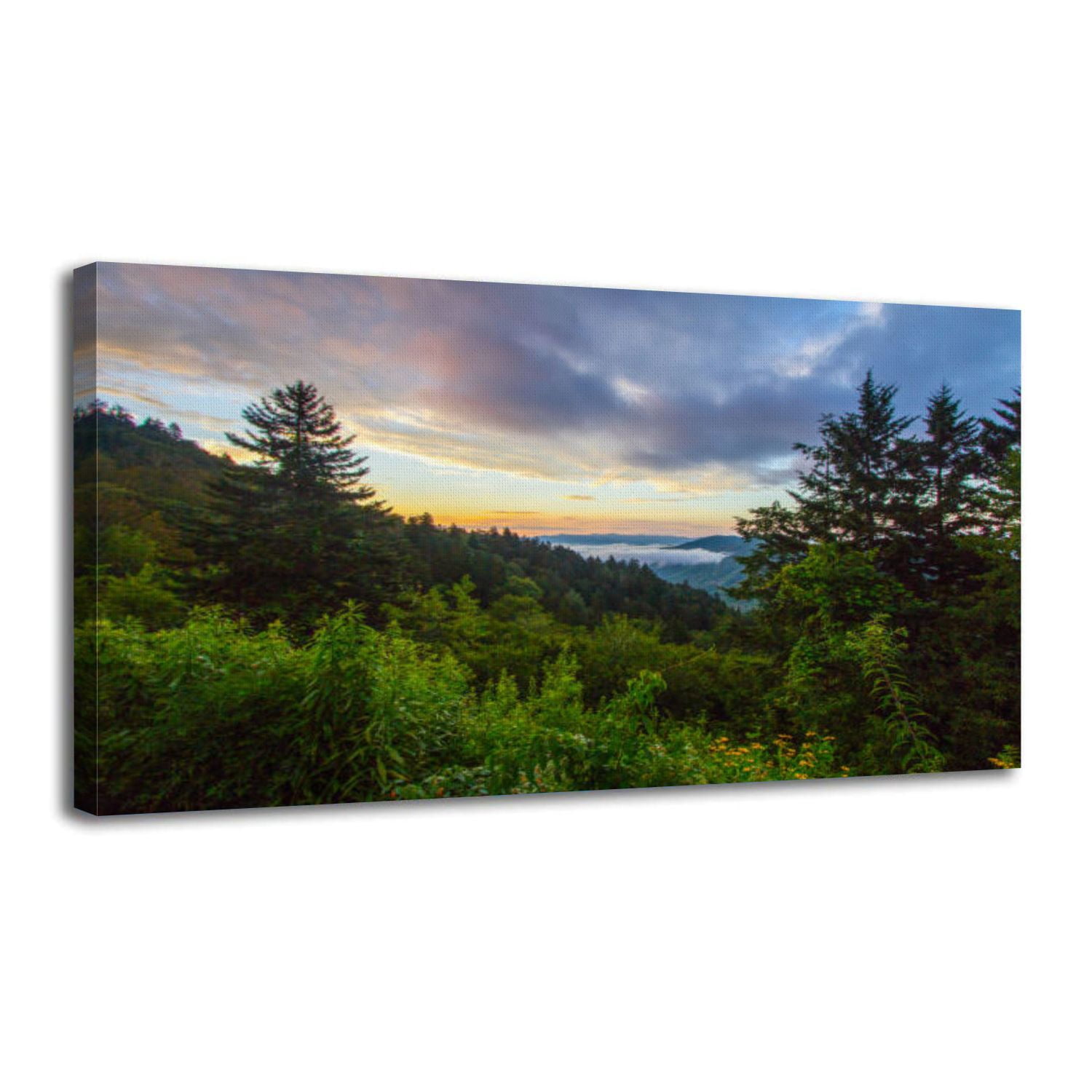 Canvas Wall Art Great Smoky Mountains Scenic Sunset Landscape Wall ...