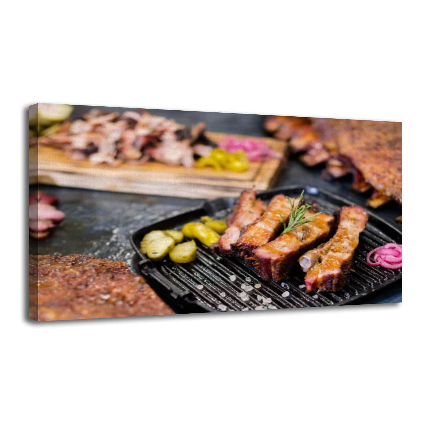 Canvas Wall Art Grill restaurant menu smoked pork ribs rosemary Wall ...