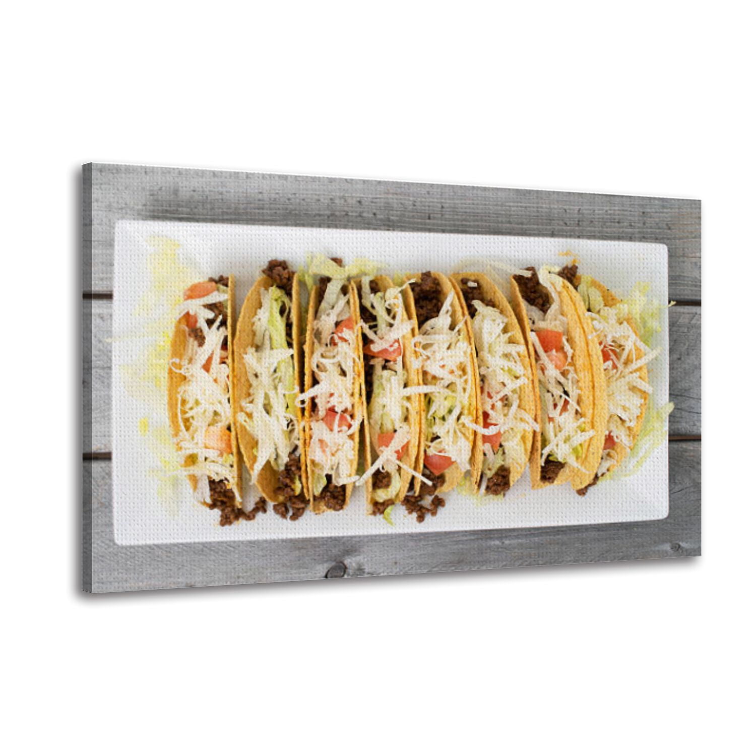 Canvas Wall Art Ground beef tacos cheese lettuce tomatoes Wall Decor ...