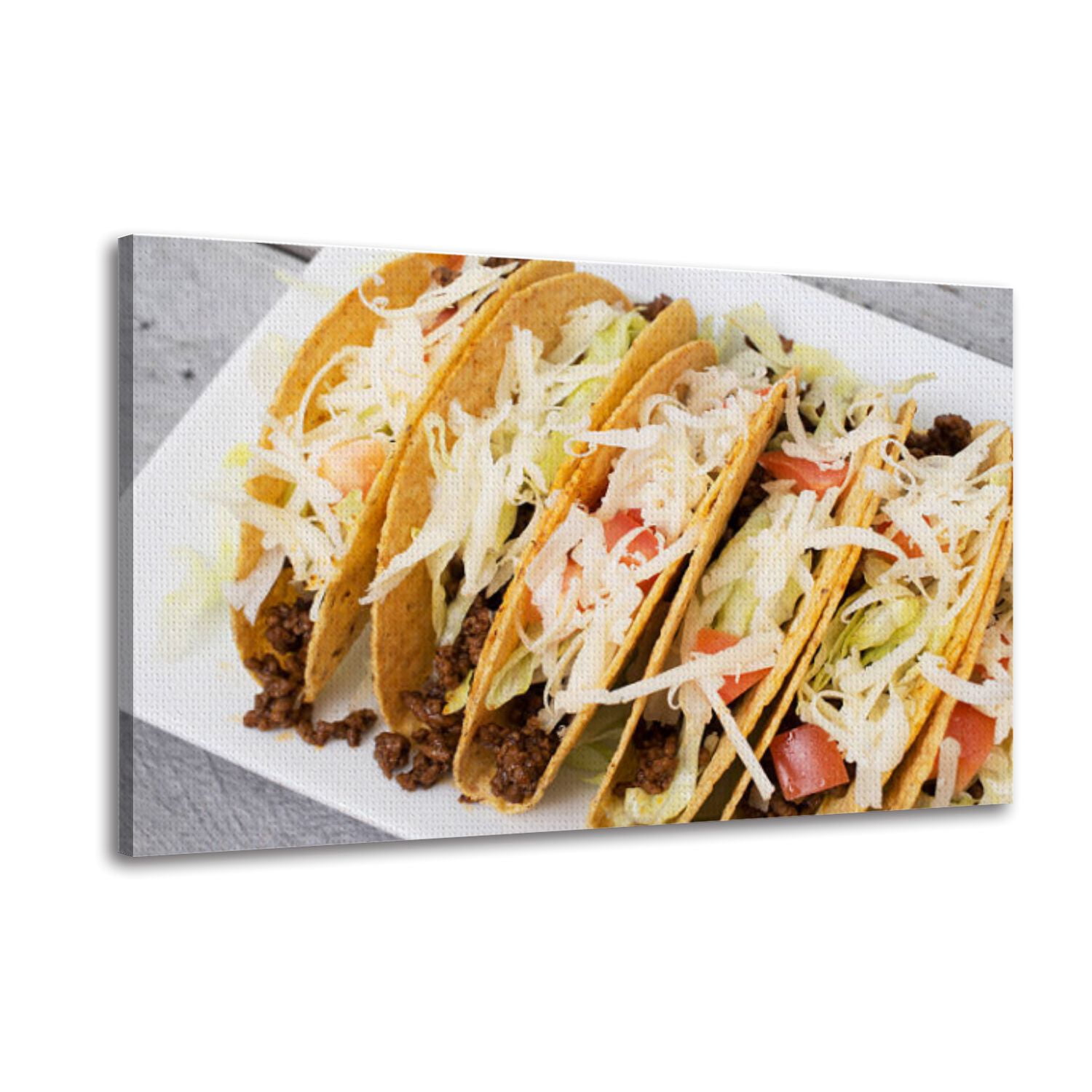 Canvas Wall Art Ground beef tacos cheese lettuce tomatoes Wall Decor ...